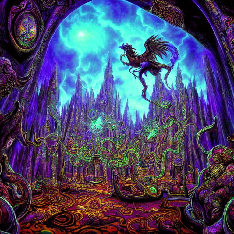 DMT Realm, mythical, extreme details, hyperreality,...