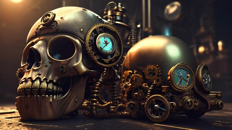 steampunk skull dark cinematic ultra detailed hyper... | OpenArt