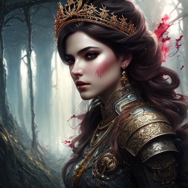 create beautiful fictional female with crown who is...