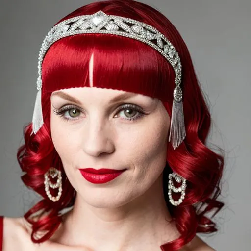 120s Flapper with a diamond headpiece with very lon... | OpenArt