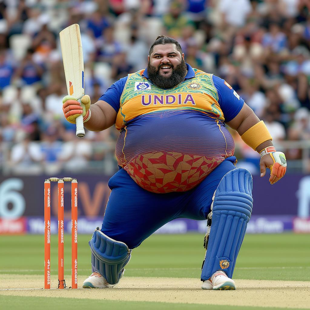 tthe fatest person iin the world plaing cricket