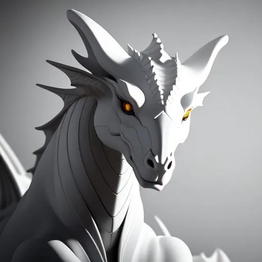 Smooth, white and featureless dragon mannequin with...