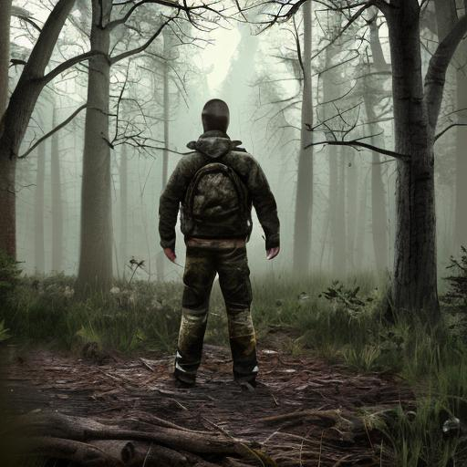 last man standing, DayZ style, forest background, hy...
