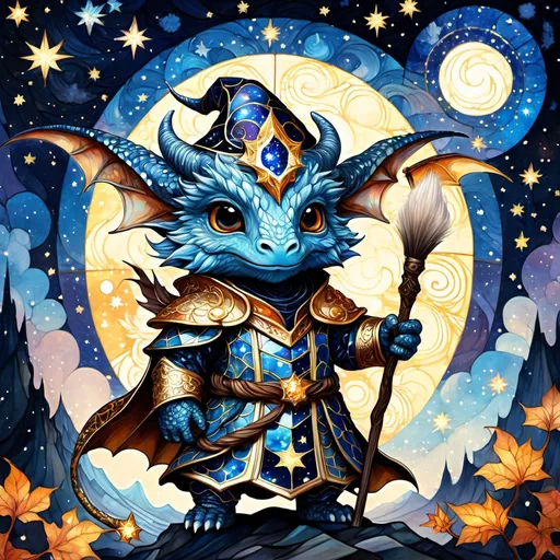 an adorable chibi dragonborn wizard, dark starry nig... | OpenArt