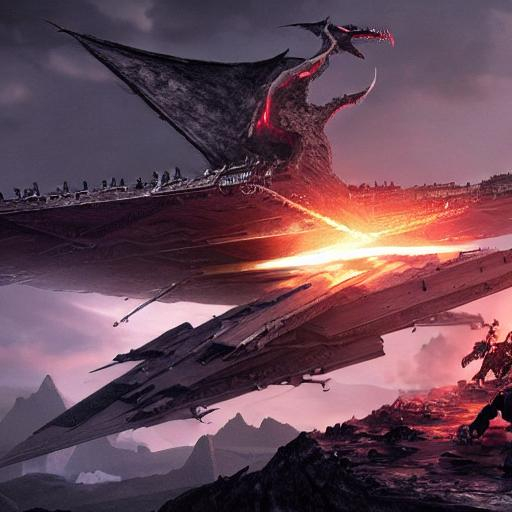 War, Imperial star destroyer fighting an evil drago... | OpenArt
