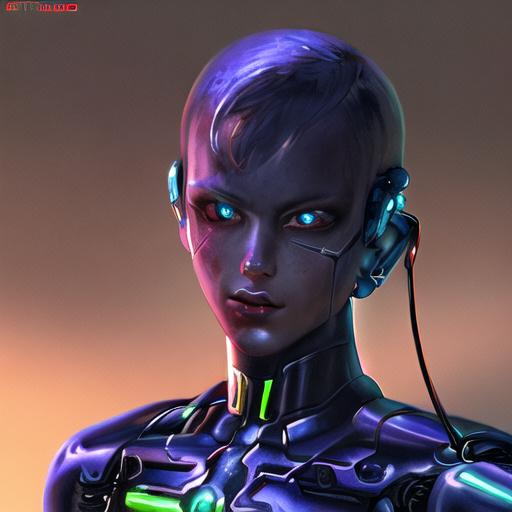 Might Atom a android boy, cyberpunk, 8k, by artgerm,...
