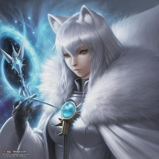 arctic fox woman wizard, fursona, furry art, anthro,...