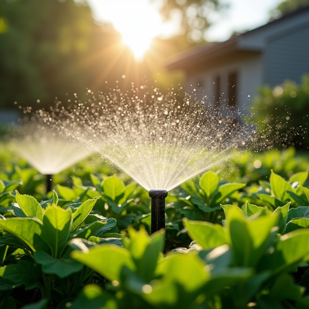 "A beautiful garden with a water-saving irrigation s...