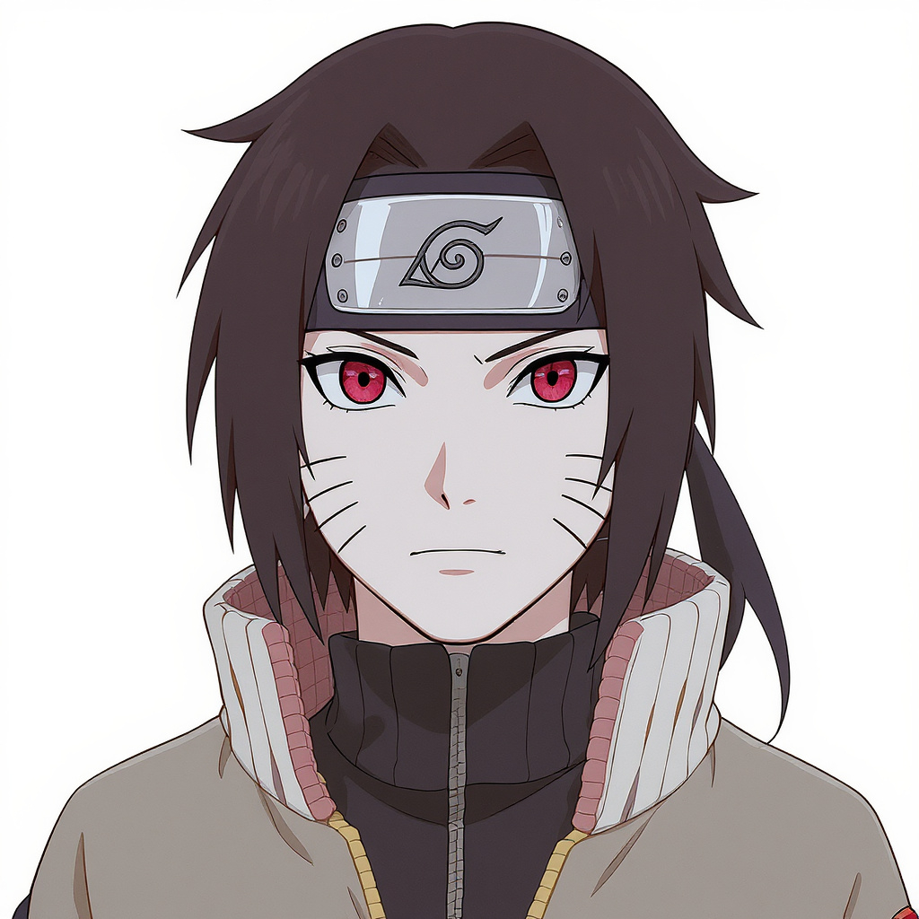 Ninja de konoha, cheveux brun avec un bandeau sur le...