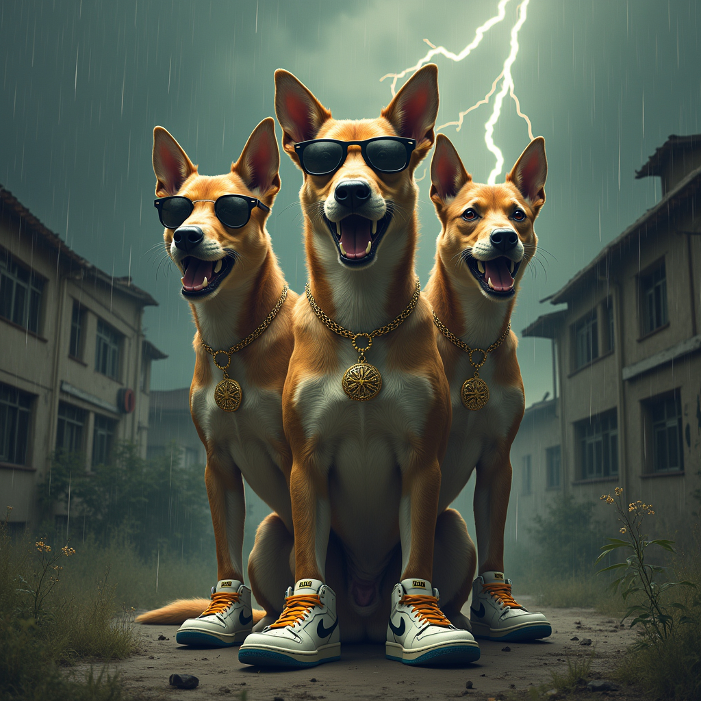 crea un cane a 3 teste. alla testa centrale deve ave...