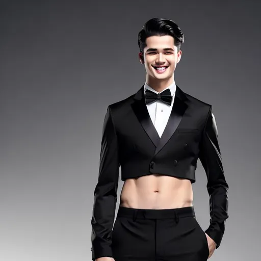 crop top black long sleeve business suit with a blac... | OpenArt