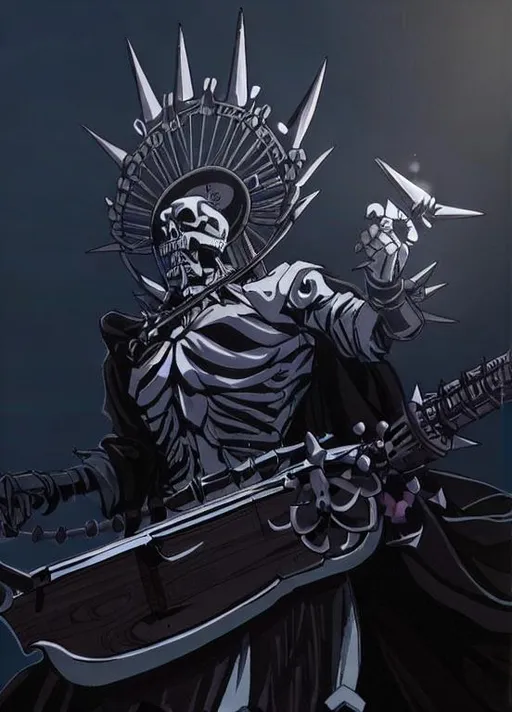 Undead skeleton with a spiked wheel inside him | OpenArt