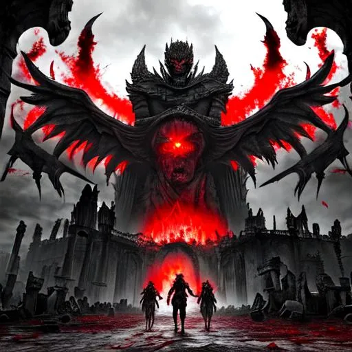 Berserk style, Super detailed Lucifer's Ruins, Blood... | OpenArt