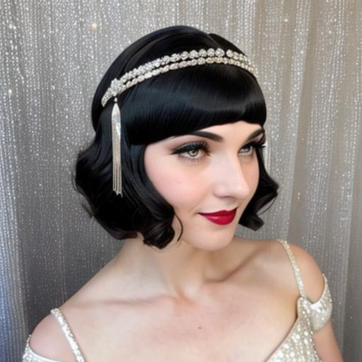 1920s flapper with long hair and a diamond headpie... | OpenArt