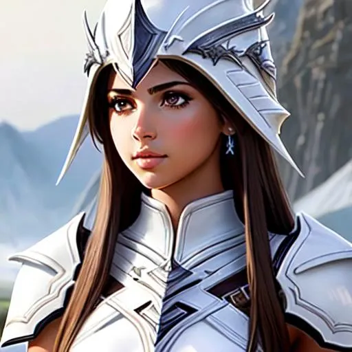 Naomi Scott, white Dragoon Artifact armor from FFXIV...
