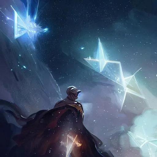 male star angle, made of stars, wings, space, stars,...