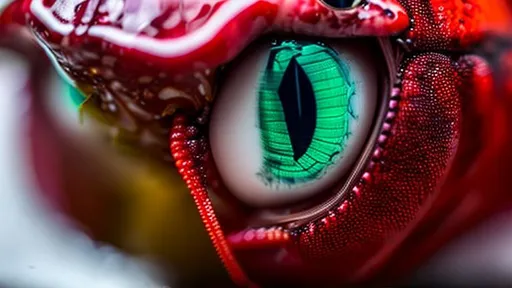 hyperrealistic image, detailed beautiful red eye bug...