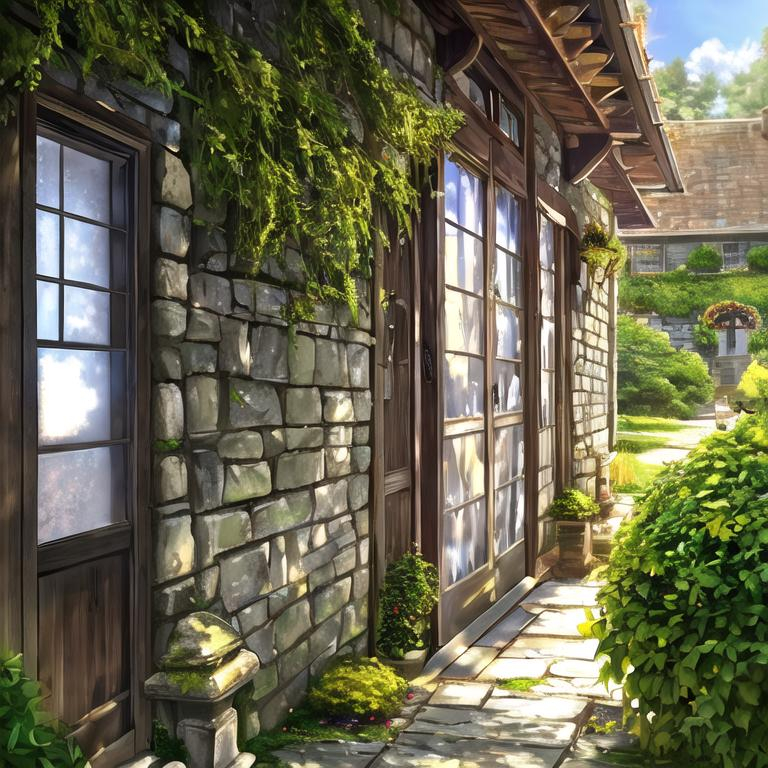 extreme close up side view front door, anime style,... | OpenArt