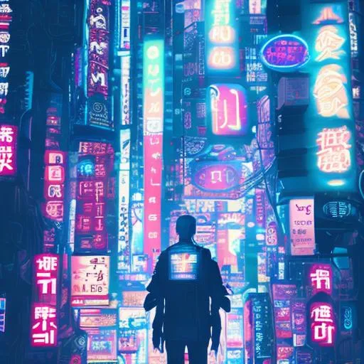 sci-fi sign, Neon sign, straight facing, Japanese si... | OpenArt