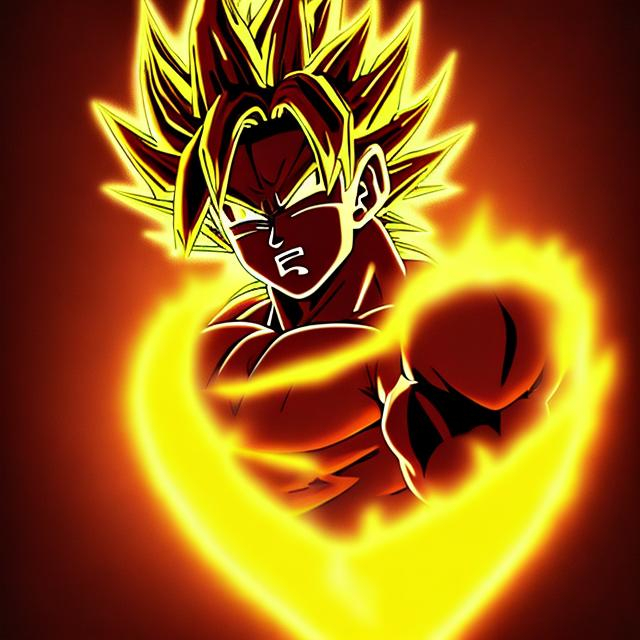 super saiyan yellow glowing around the heart