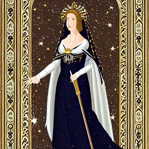 Lady Astrea is described as a regal and majestic fig... | OpenArt