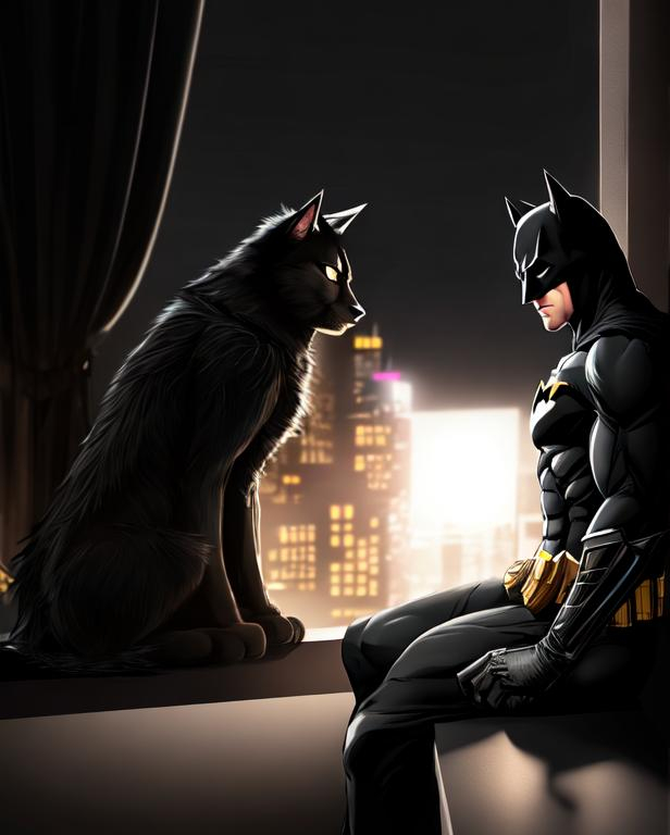 (Batman) Transformed in a Cat, but with Batman Suit,... | OpenArt