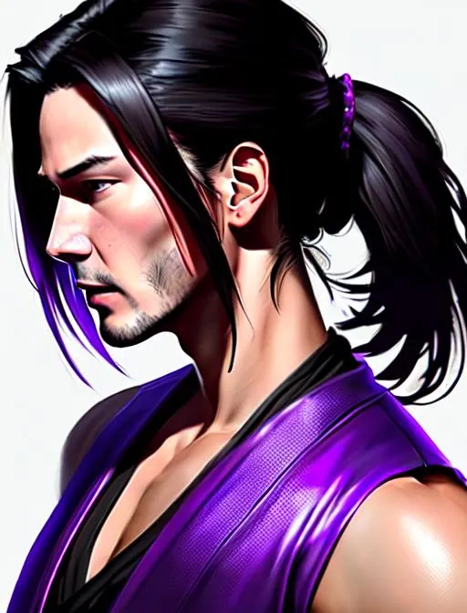Keanu Reeves, 26 years old, ponytail, sleeveless, bl... | OpenArt