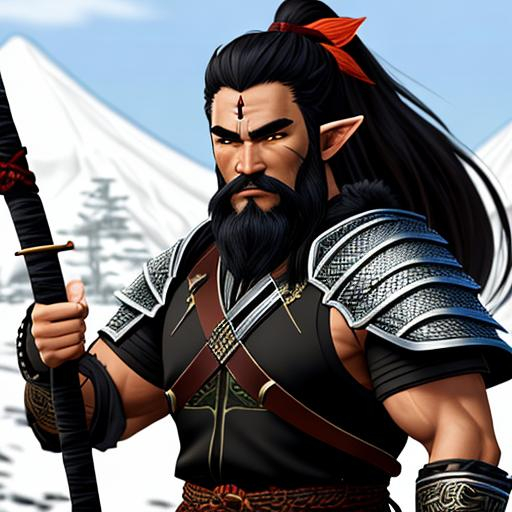 A Orc half Elf hybrid ranger with many scars on his... | OpenArt