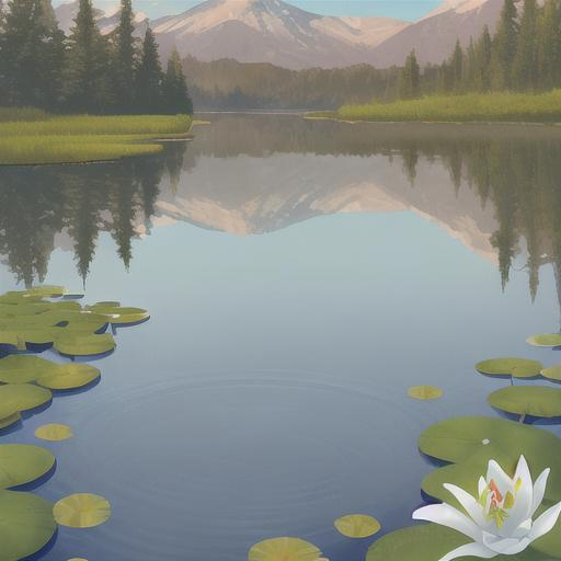 calm pond with lillies, a beaver lodge, and reflecti... | OpenArt