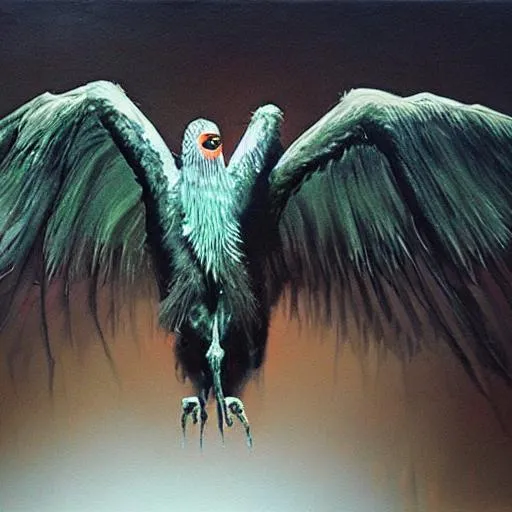 a German hyper realistic winged monster at night oi... | OpenArt