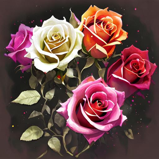 Glowing roses in a mysterious garden