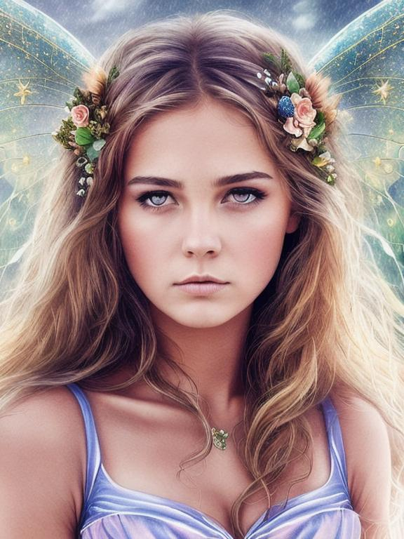 fairy goddess, ctying/sad, stormy background, closeup | OpenArt