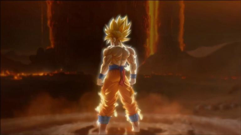 Shirtless Super Saiyan Goku, shredded clothing, phot... | OpenArt