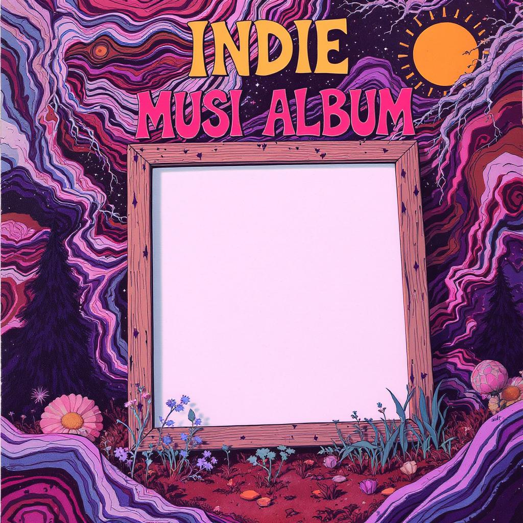 make a picture of an indie music album outside in a...