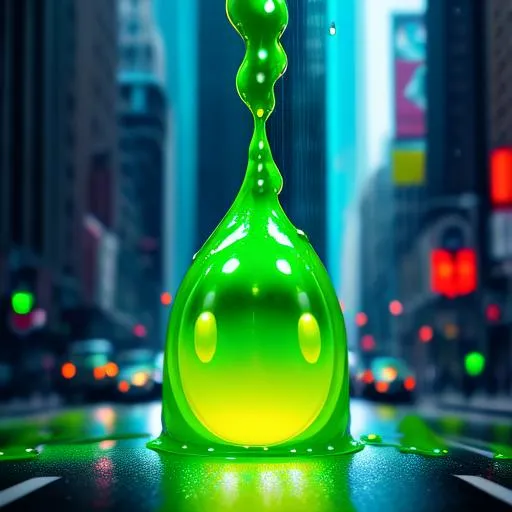 a green drippy oozing slime alien humanoid, explodes... | OpenArt