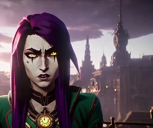 Woman with a Clock as one eye and the other eye is g... | OpenArt