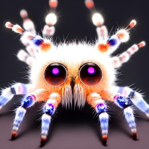 3/4 view, 7 "color cute spider with a halo", glowing... | OpenArt