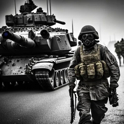 monochrome, HR Geiger, human, battle tank, scifi | OpenArt