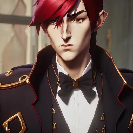 Male short side swept black hair with purple highlig... | OpenArt