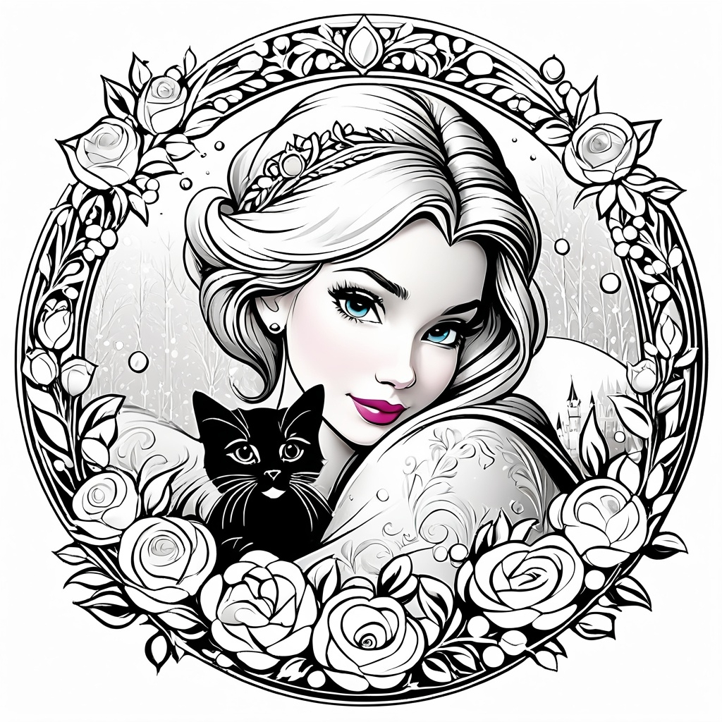 a circle with border decorated in disney style with...