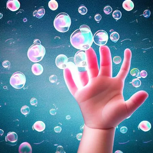 A bubble of air over a little girl's hand | OpenArt