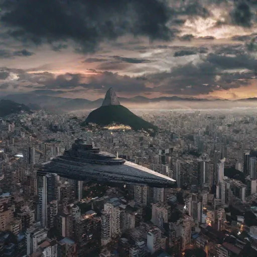 A Star Destroyer over Rio de Janeiro city, ighly Det...