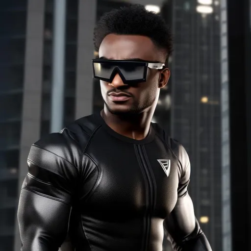 (full body shot) of a muscular black male android bo... | OpenArt