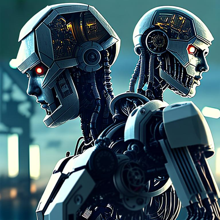 series robots cyborgs humans figth in a movie hip... | OpenArt