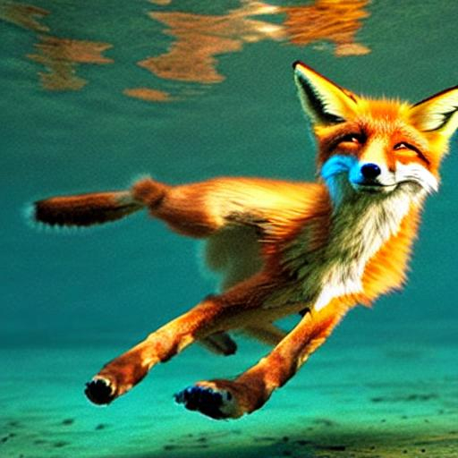 anthro digitigrade natural - colored fox swimming un... | OpenArt