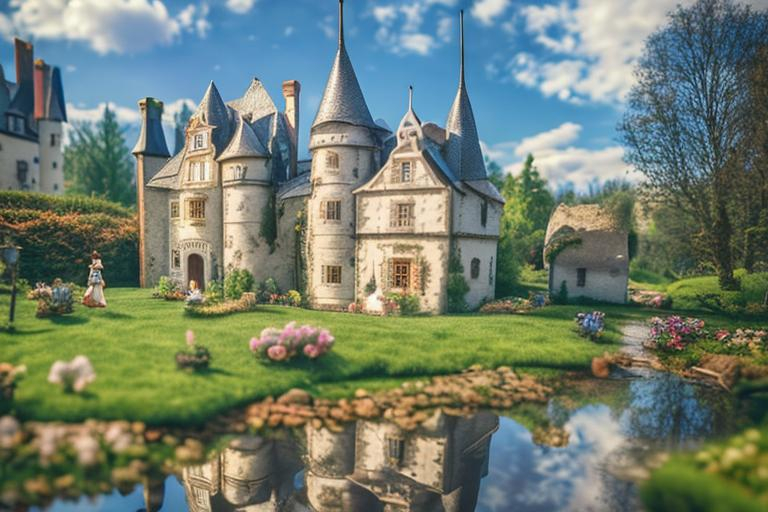 miniature manoir diorama macro photography, castle f...