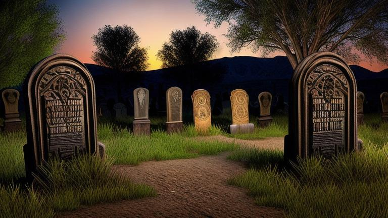 Old West graveyard at night, Midnight Lighting, Phot...