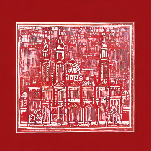 red square flat handprinted | OpenArt