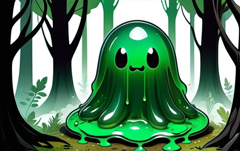 translucent Green dnd slime ooze creature, blob, sma...