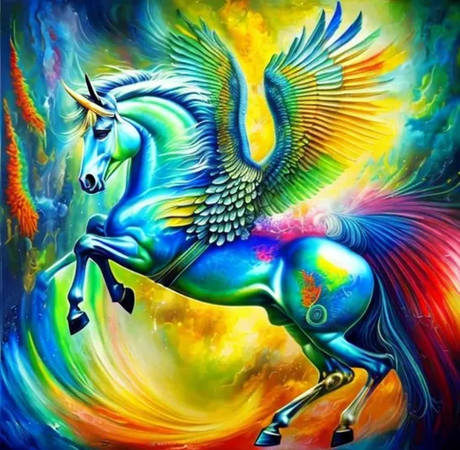 Pegasus theme, Rainbow, High Details, HD, boho theme... | OpenArt